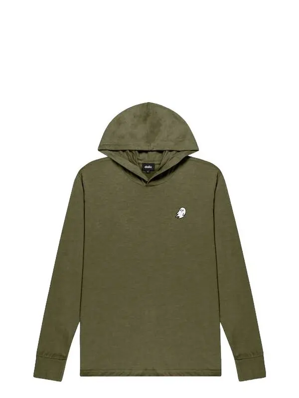 DALIX Ghost Hooded Long Sleeve Jersey Tee - Olive