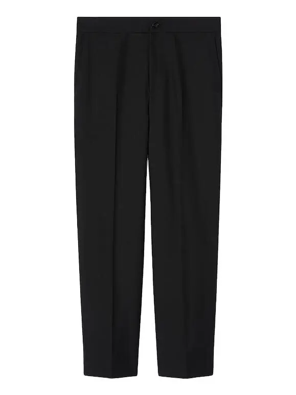 Gucci Wool Blend Twill Pant With Logo - Black