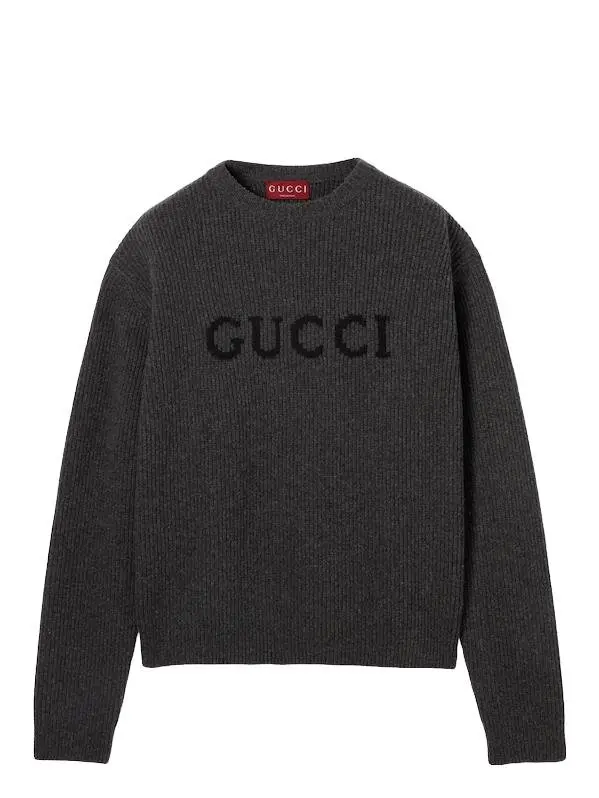 Gucci Wool Cashmere Rib Knit Sweater - Black