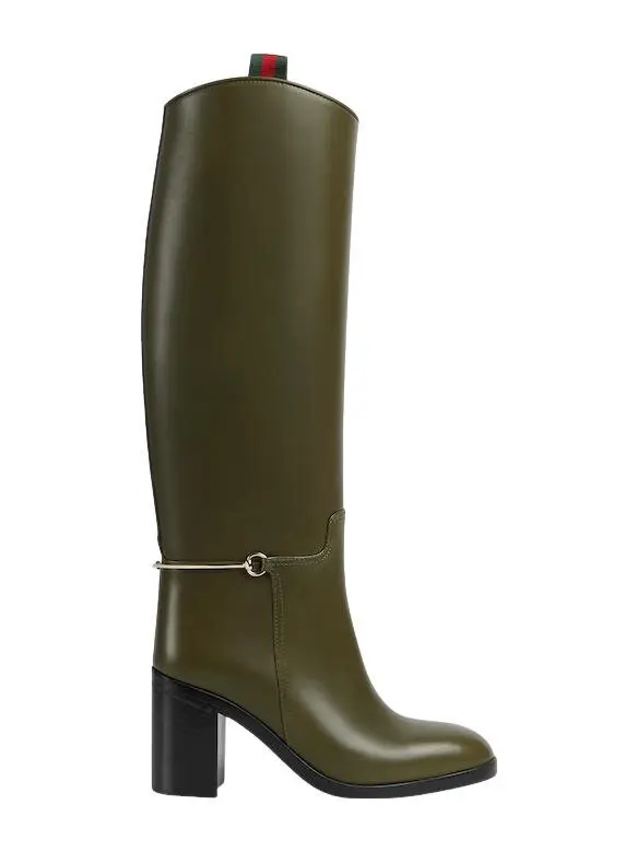 Gucci Leather Boots With Horsebit Detail - Green