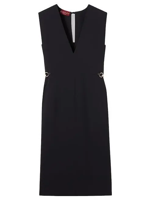 Gucci Satin Dress With Horsebit Detail - Black