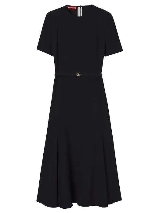 Gucci Satin Dress With Double G Belt - Black
