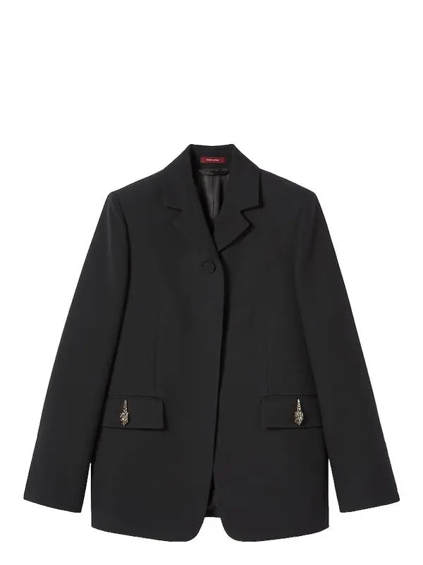 Gucci Crêpe Wool Silk Jacket With Tiger - Black