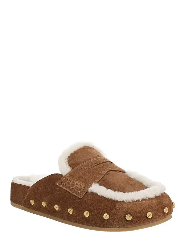 Veronica Beard Fenix Genuine Shearling Mule - Hazelwood Ecru