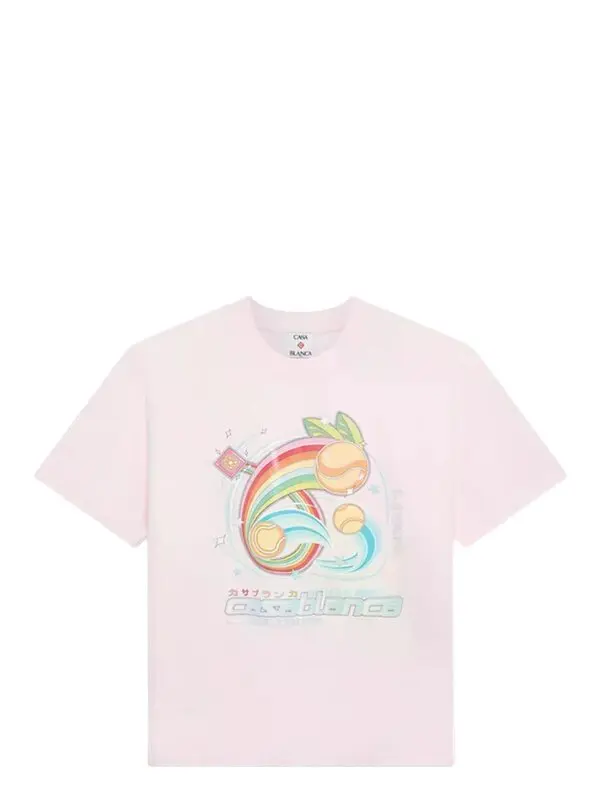 Casablanca Rainbow Tennis-ball Print T-shirt - Pink