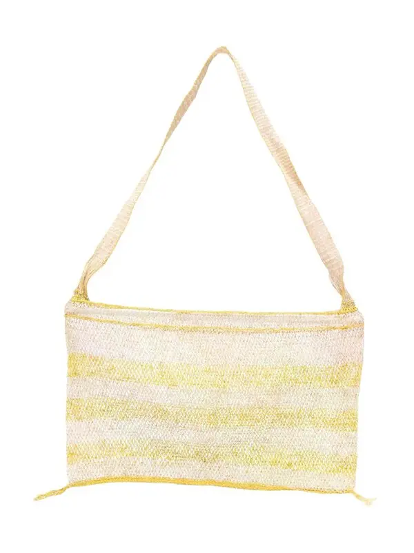 SLO_HAND_MADE Striped Tassel Tote Bag - Yellow