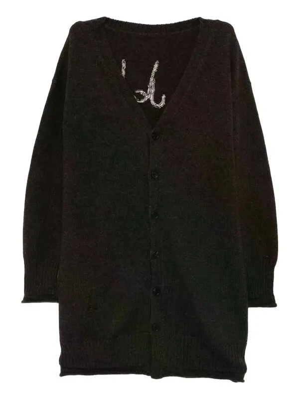 Yohji Yamamoto Logo-printed Cardigan - Brown