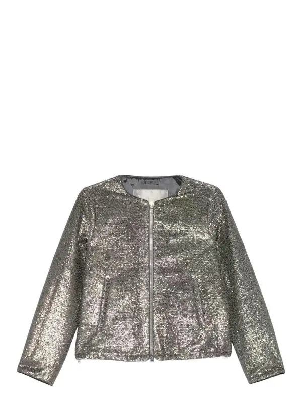 Herno Sequin Embellished Zip-up Jacket - Grey