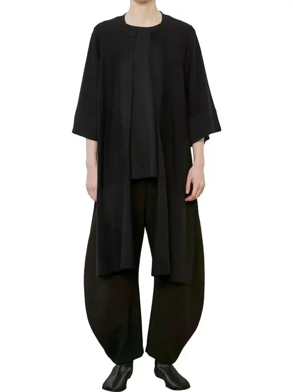 MEIMEIJ Asymmetric Merino Wool Cardigan - Black