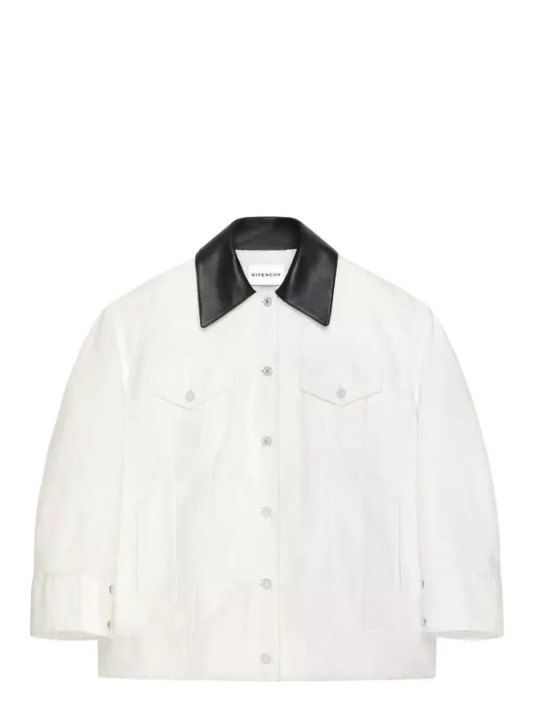 Givenchy Leather-collar Denim Jacket - White