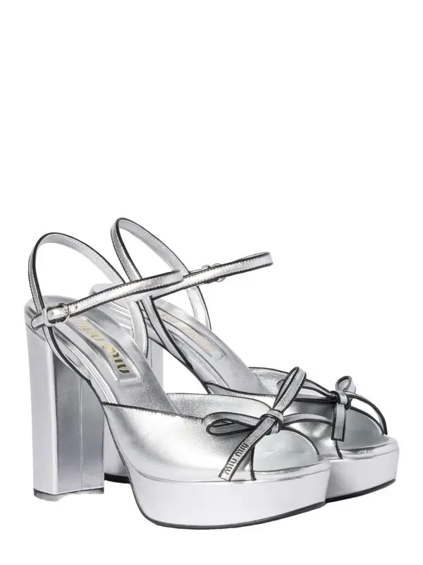 Miu Miu Mordoré Nappa Leather Platform Sandals - Silver/black