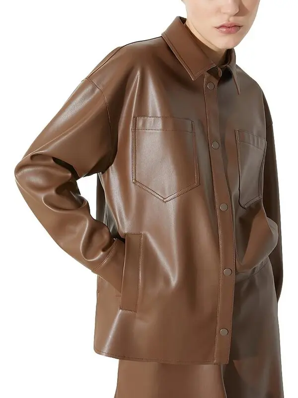 Max & Co. Coated Jersey Shirt Jacket - Brown