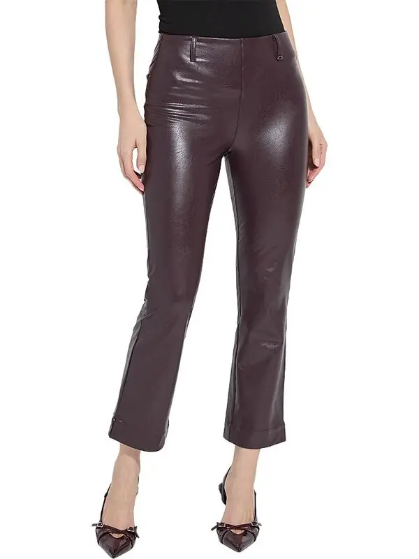 Lyssé Ankle Baby Bootcut Faux Leather Pants - Pinot Noir