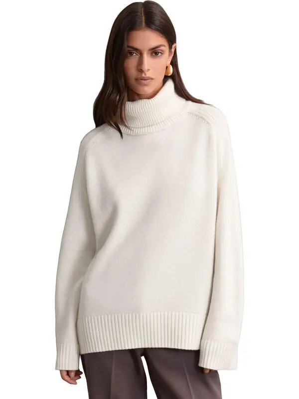 REISS Wool-cashmere Roll-neck Jumper - Cream