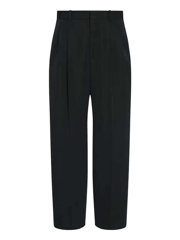 THE ROW Zev Virgin Wool Pleated Trousers - Black