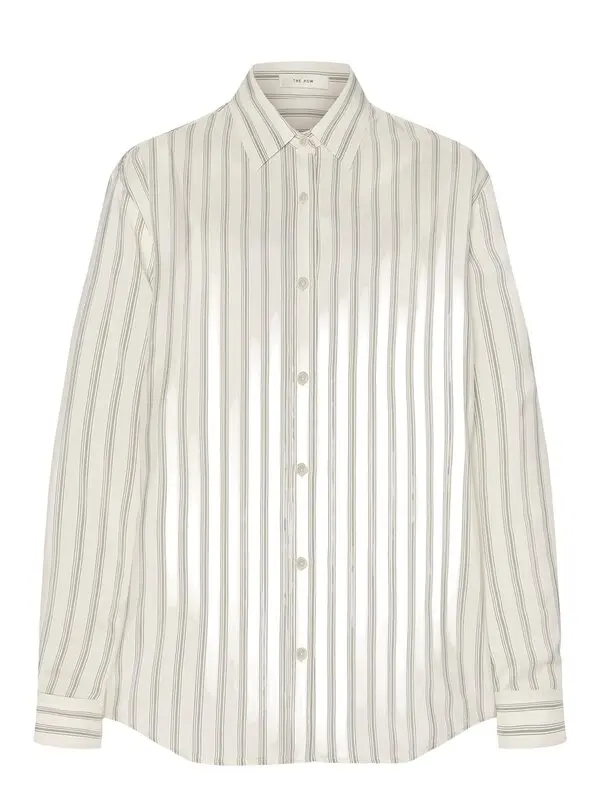 THE ROW Eirlys Striped Silk Shirt - Grey