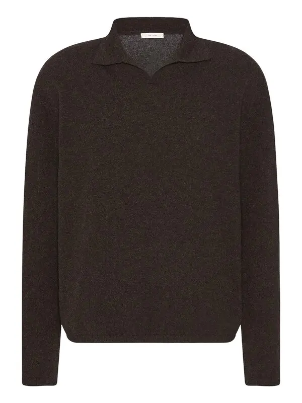 THE ROW Franz Cashmere Polo Sweater - Brown