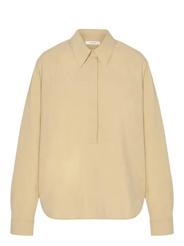 THE ROW Margan Cotton Polo Shirt - Beige