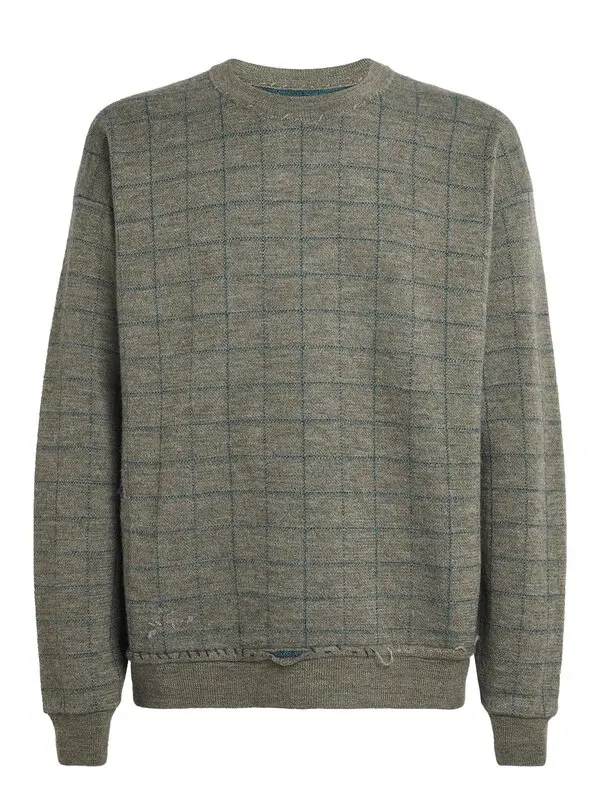 MAISON MARGIELA Virgin Wool Check Sweater - Green