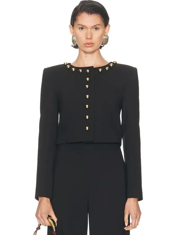 Carolina Herrera Collarless Cropped Jacket - Black