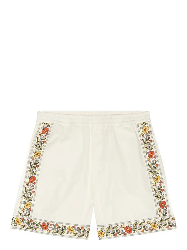 FOUND Kantha Floral Work Shorts - Tan