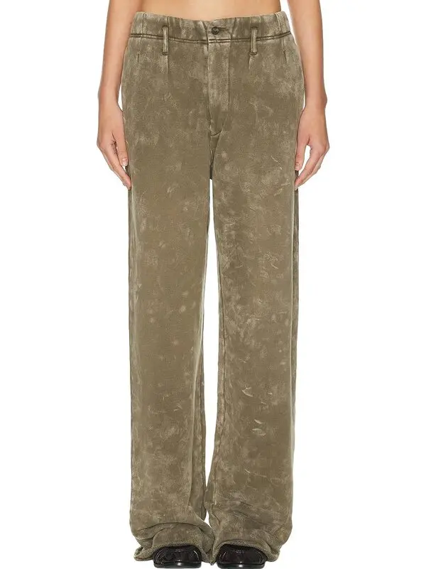 R13 Double Pleat Sweatpant - Acid Olive Green