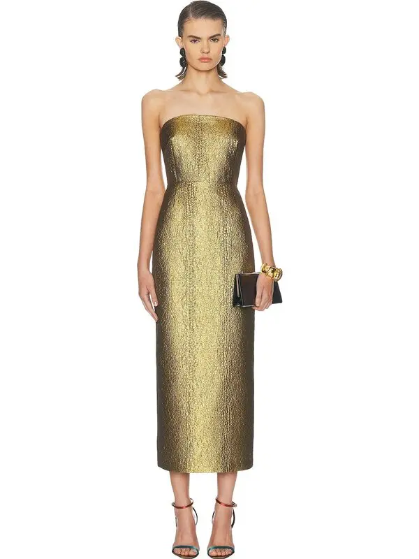 SIMONMILLER Verdelle Metallic Midi Dress - Star Gold