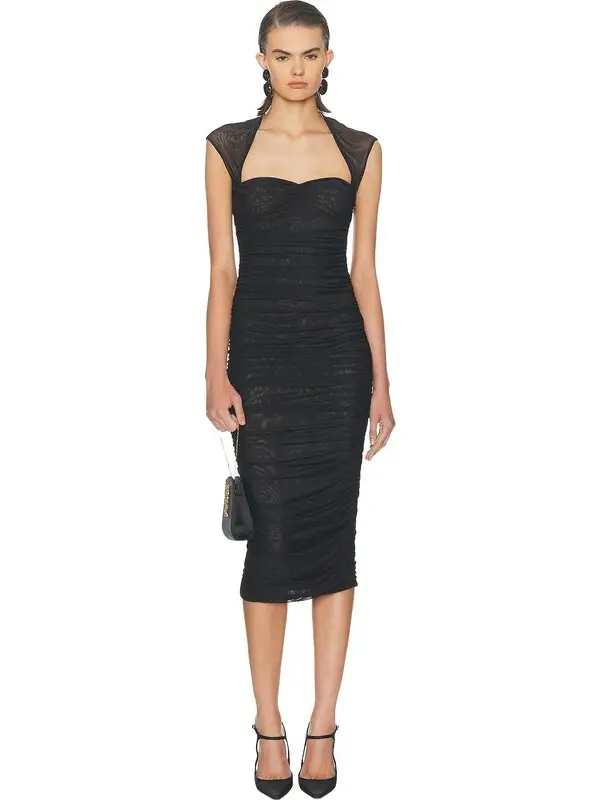SEROYA Kylie Mesh Midi Dress - Black