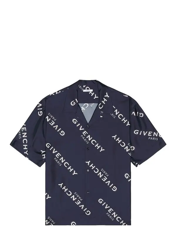Givenchy Bowling Shirt In Blue - Navy