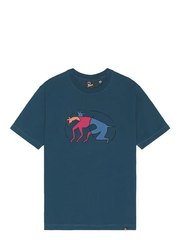 PARRA The Zoomies T-shirt In Blue - Mallard Green