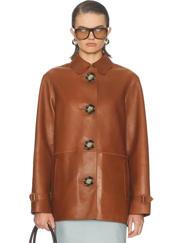 Acne Studios Lorassino Leather Jacket - Cognac Brown