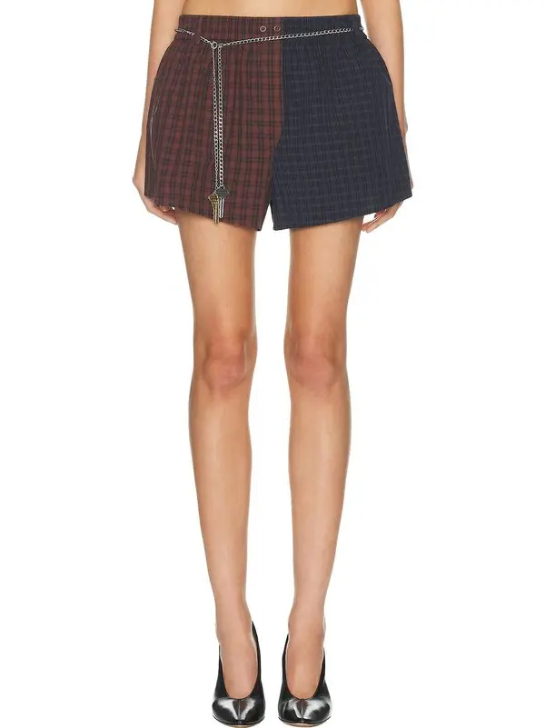 Alexander Wang Mid Rise Boxer Short - Smog Brick Plaid