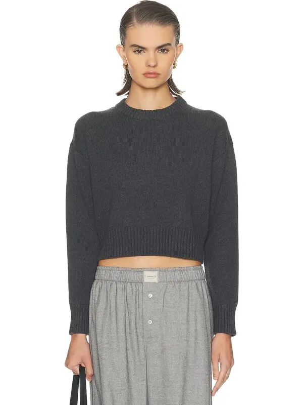 Enza Costa Chunky Cotton Cashmere Sweater - Charcoal