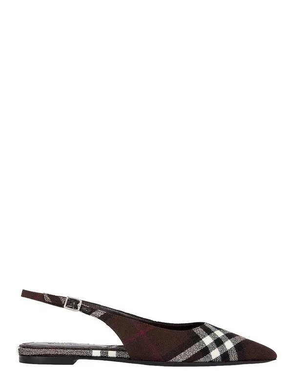 Burberry Dame Slingback Flat - Mahogany Ip Check