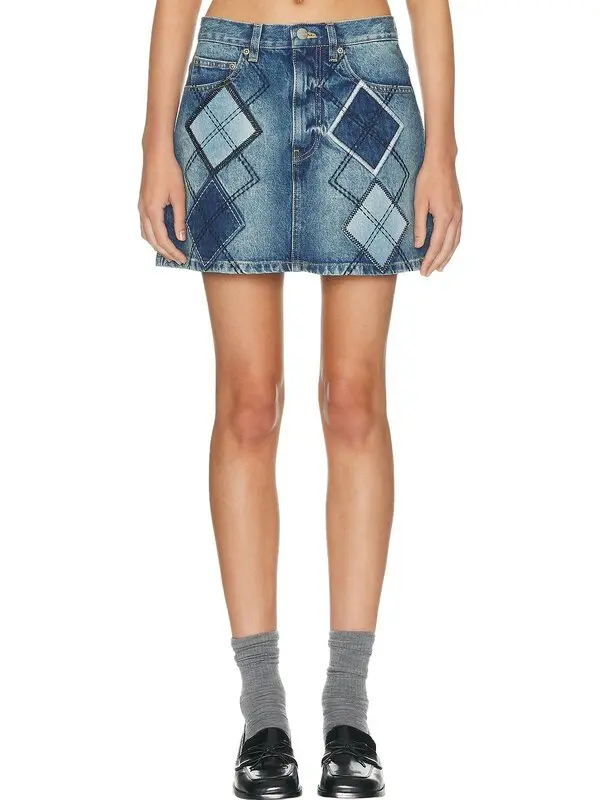 Marc Jacobs Argyle Patchwork Mini Skirt - Bright Indigo
