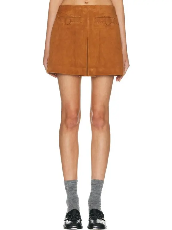 Marc Jacobs Suede Box Pleat Mini Skirt - Copper