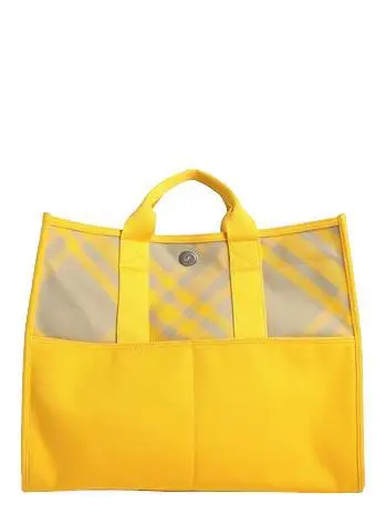 Burberry Handbag In Cotton And Calfskin - Yellow