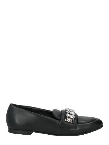 Casadei Leather Loafers With Appliqués - Black