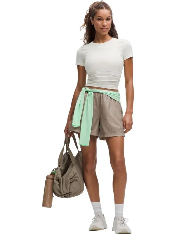Lululemon Lightweight Mid-rise Active Short 5 - Warm Ash Grey/light Ivory