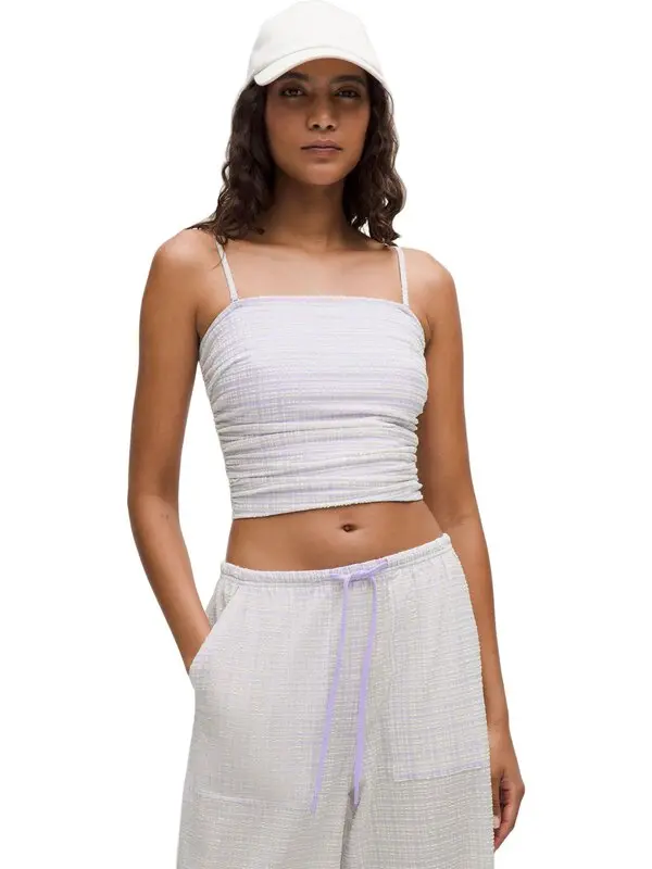Lululemon Seersucker Check Strappy Tank Top - Blister Check Butter Cream Lavender Frost