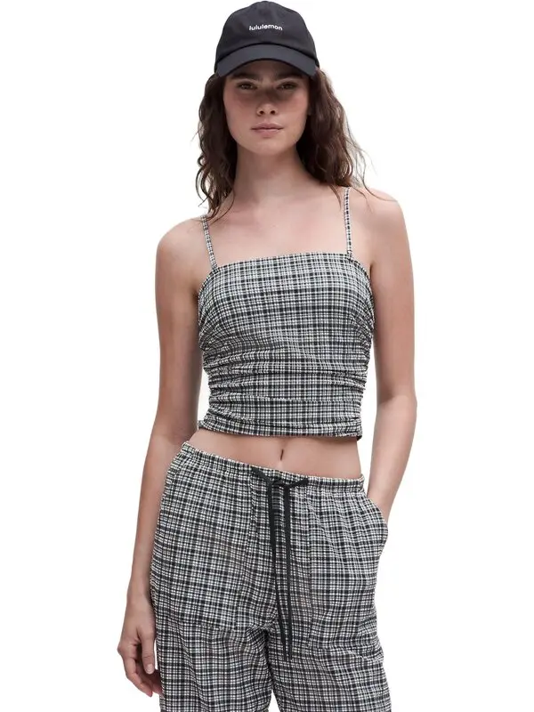 Lululemon Seersucker Check Strappy Tank Top - Blister Check White Black