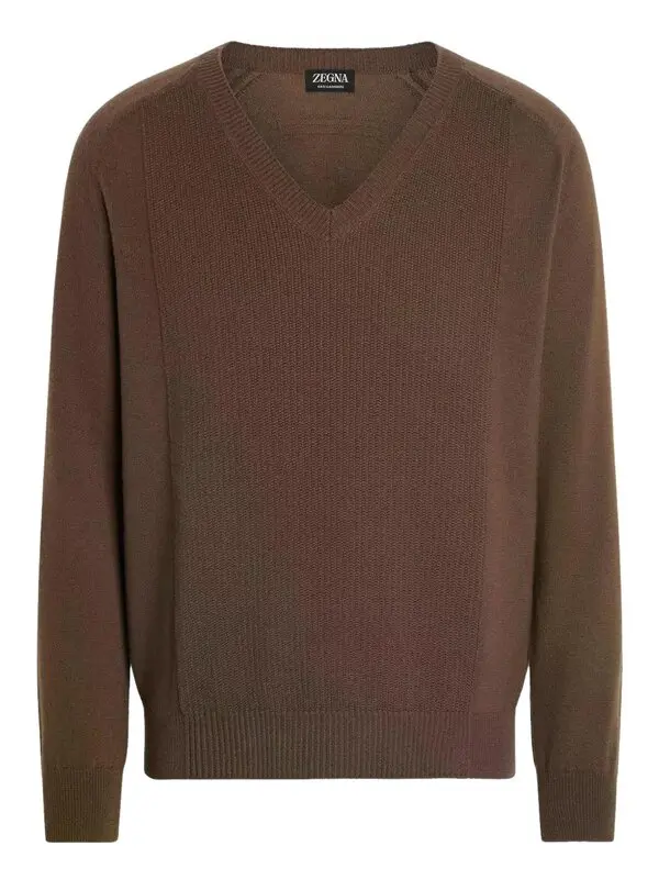Zegna V-neck Cashmere Sweater - Brown