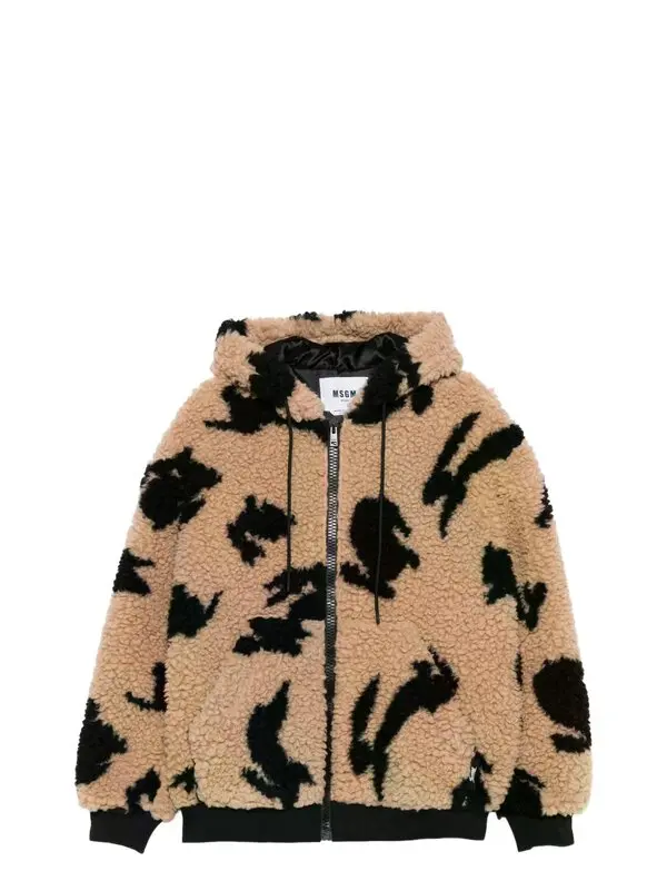 MSGM Rabbit-print Hooded Jacket - Brown