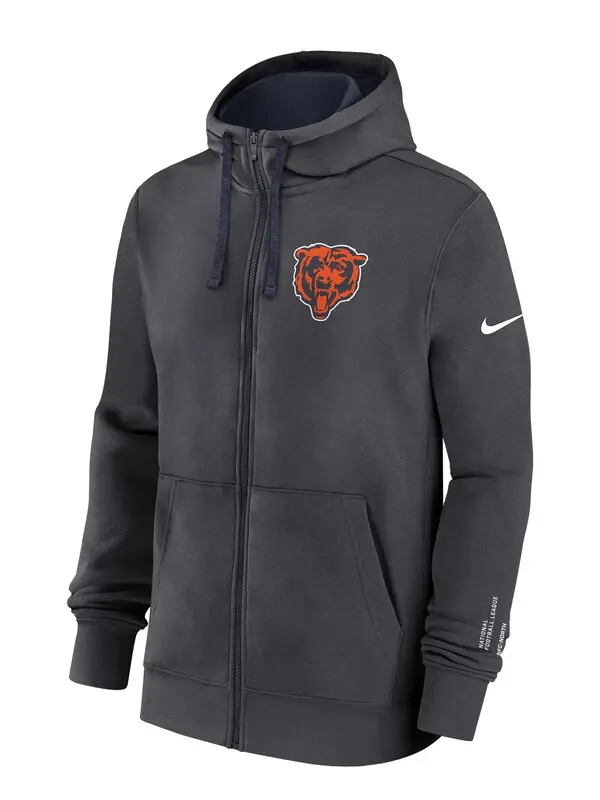 Nike Chicago Bears Playbook Page Club Nfl Full-zip Hoodie - Grey