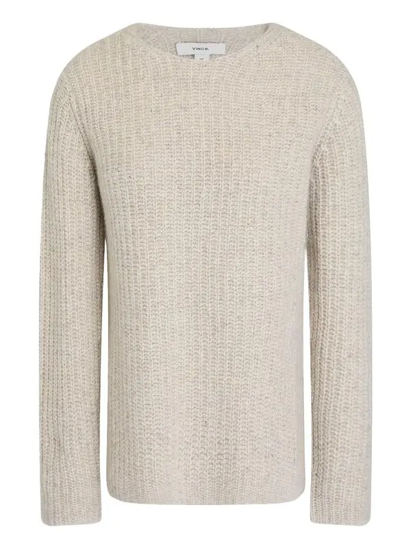 Vince Ribbed Donegal Cashmere Sweater - Beige