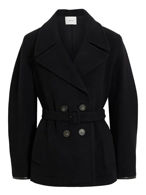 Vince Belted Double-breasted Wool-blend Coat - Black