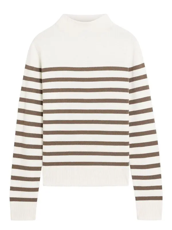 Vince Striped Wool And Cashmere-blend Turtleneck Sweater - Ecru