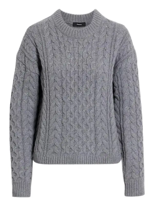 Theory Cable-knit Wool-cashmere Blend Sweater - Gray