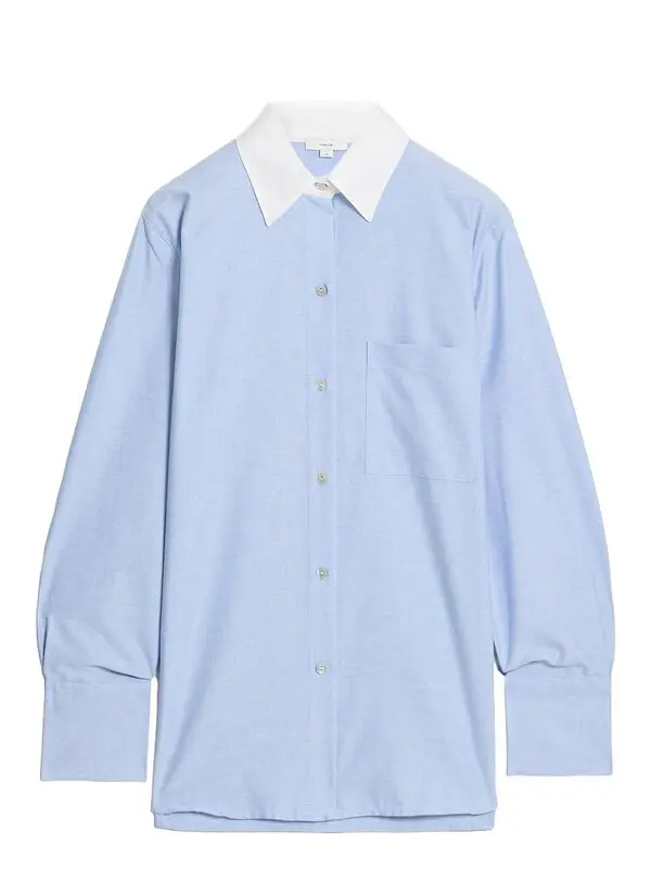 Vince Poplin-trimmed Cotton Oxford Shirt - Light Blue