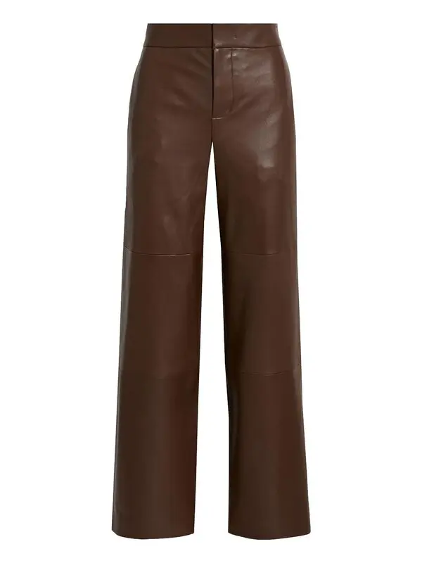 Vince Leather Wide-leg Pants - Brown